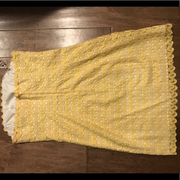 Lilly Pulitzer | Dresses | Lilly Pulitzer Lace Yellow Strapless Dress ...